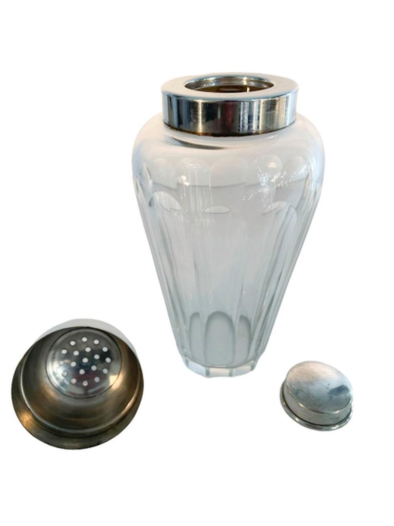 Art Deco Silver Plate and Cut Glass Cobbler Type Cocktail Shaker by ...