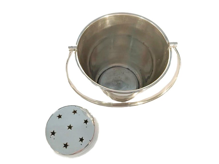 Art Deco Silver Plate Ice Bucket of Pail Form with Reeded Band ...