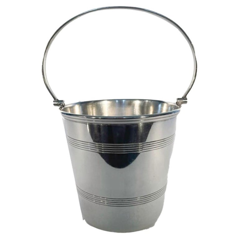 Art Deco Silver Plate Ice Bucket of Pail Form with Reeded Band ...