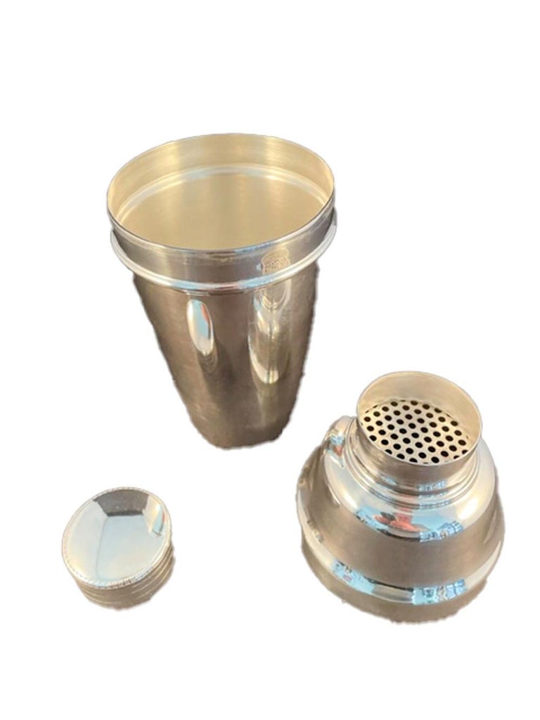 Art Deco Silver Plate Three-Part Cocktail Shaker For Sale at 1stDibs