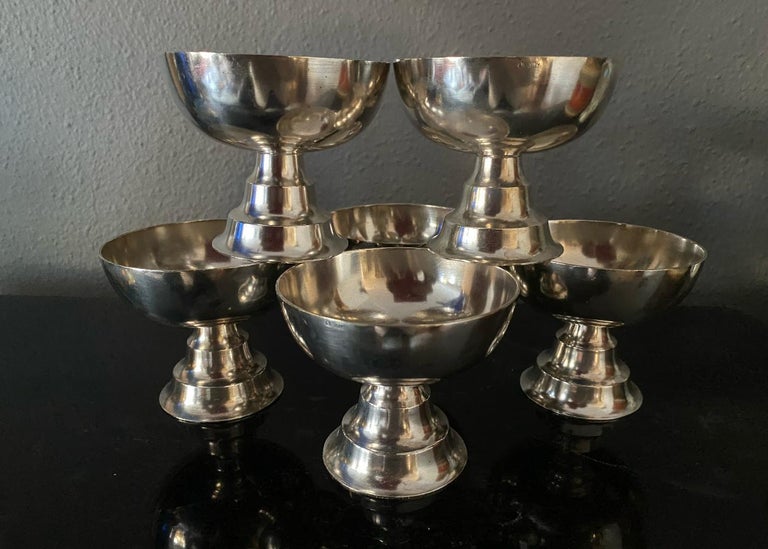 Art Deco Silver-Plated Ice Cream Bowls '6 Items' For Sale at 1stDibs