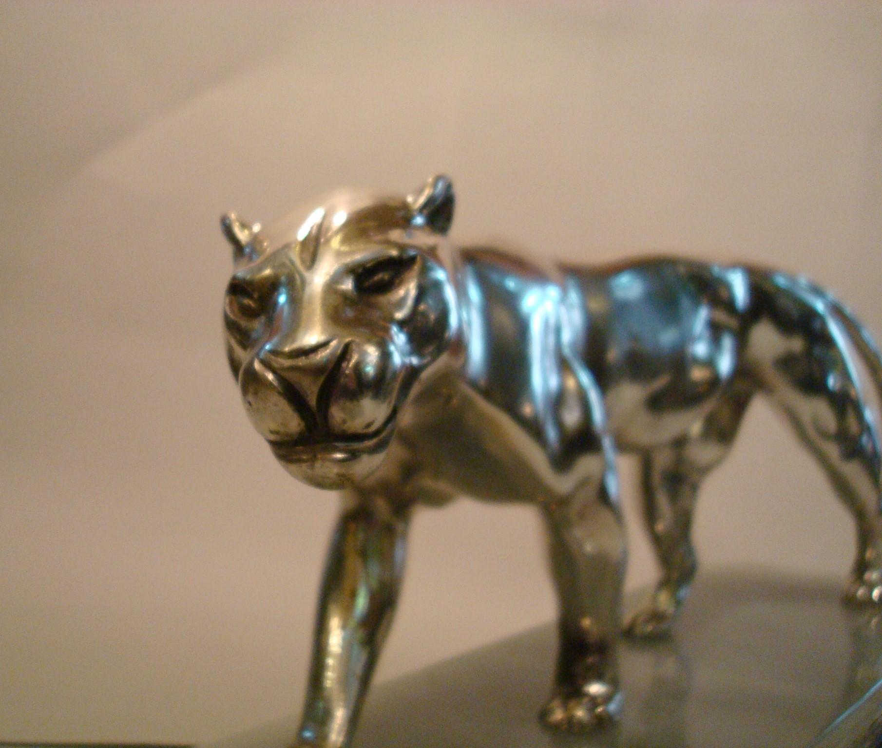 Art Deco Silvered Bronze Sculpture of Walking Panther by Joseph d'Aste ...
