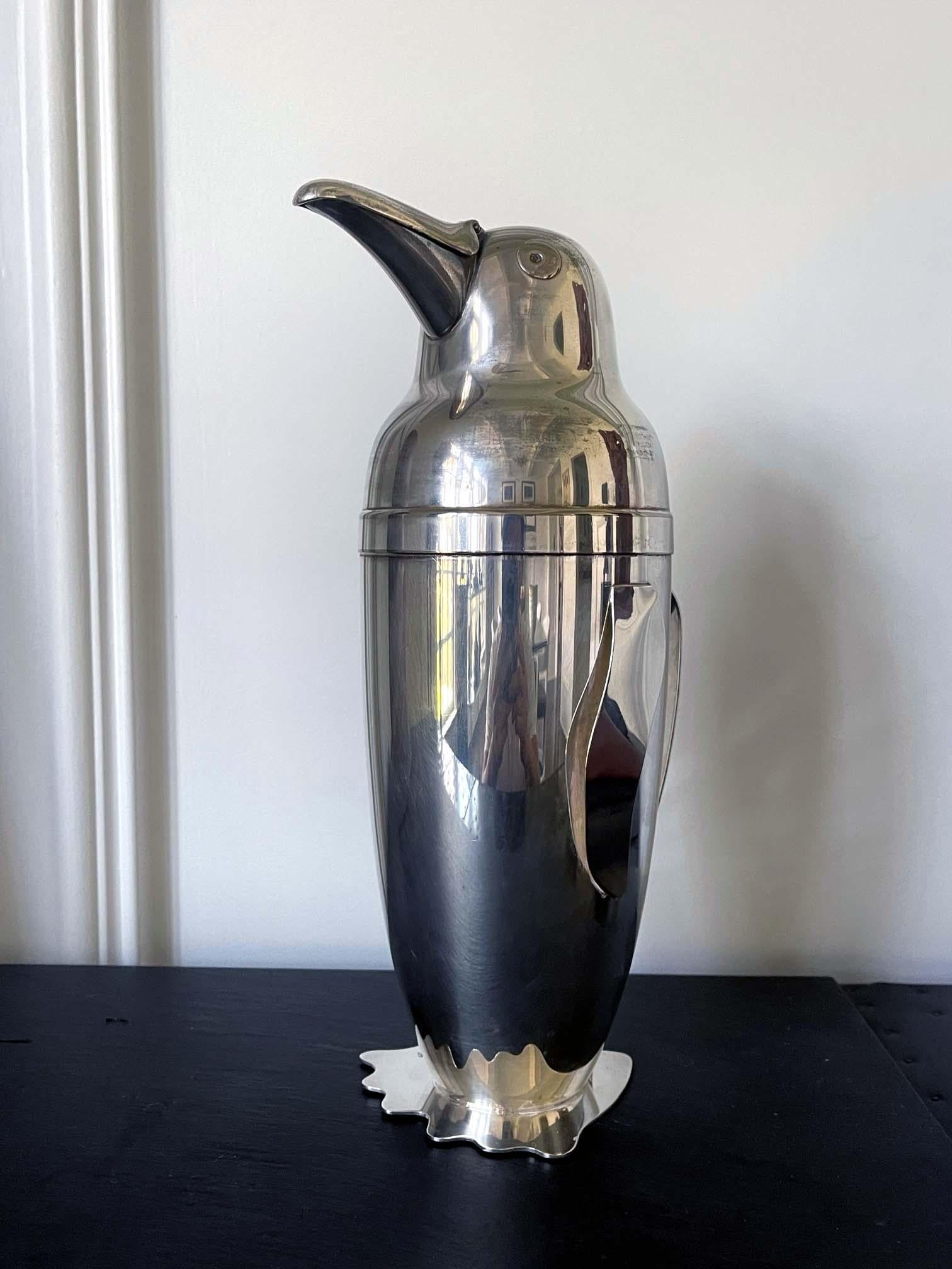 Art Deco Silverplate Penguin Form Cocktail Shaker Napier Emil Schuelke ...
