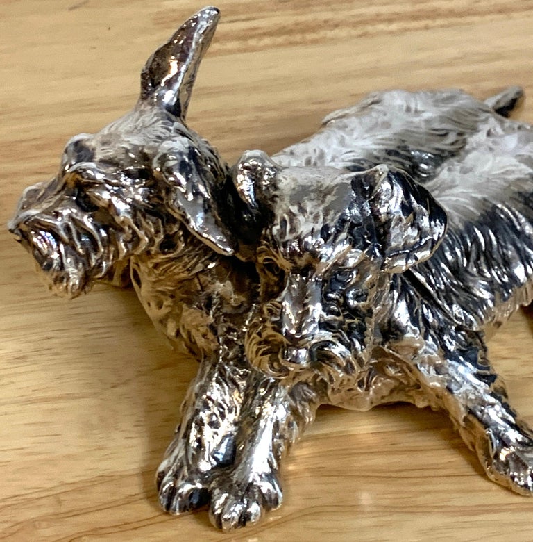Art Deco Silverplated Double Scotty Dog Box For Sale at 1stDibs