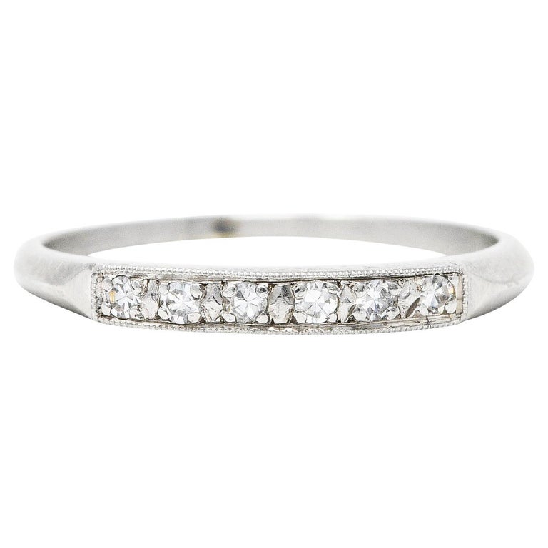 Art Deco Single Cut Diamond Platinum Anniversary Band Ring For Sale at ...