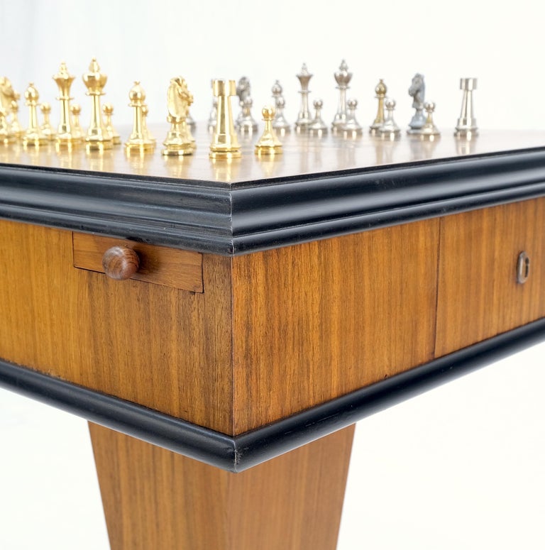 Art Deco Single Pedestal Square Game Table Pull Out Trays Chess Board ...
