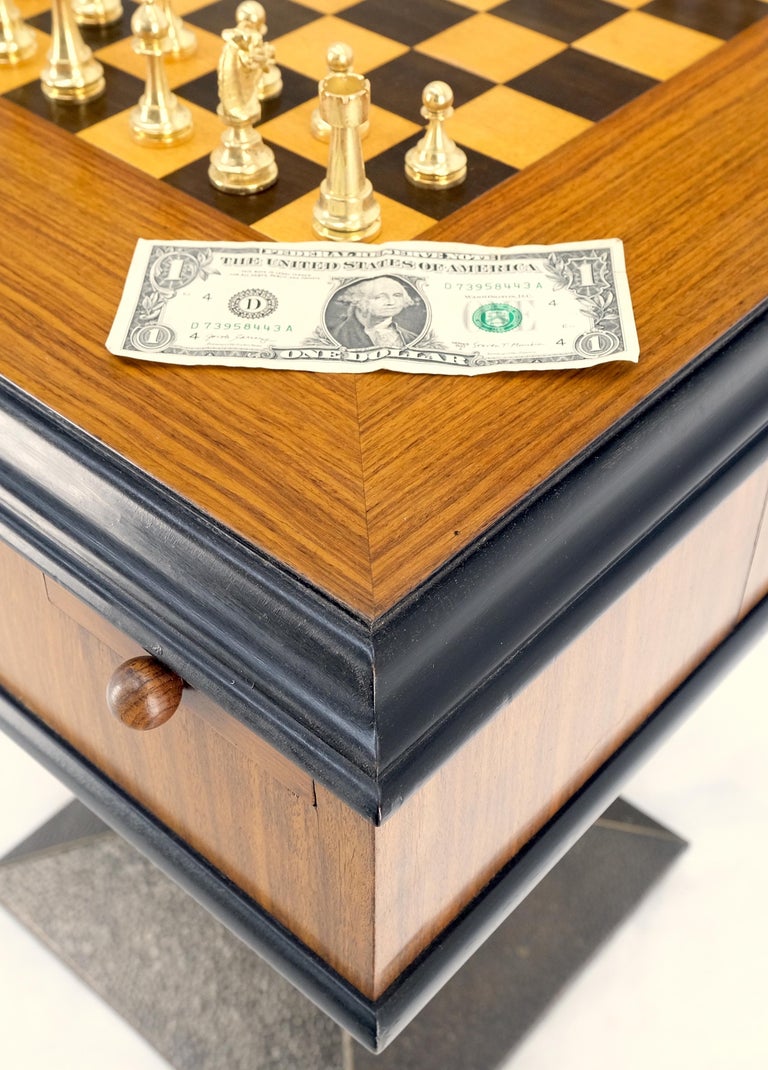 Art Deco Single Pedestal Square Game Table Pull Out Trays Chess Board ...