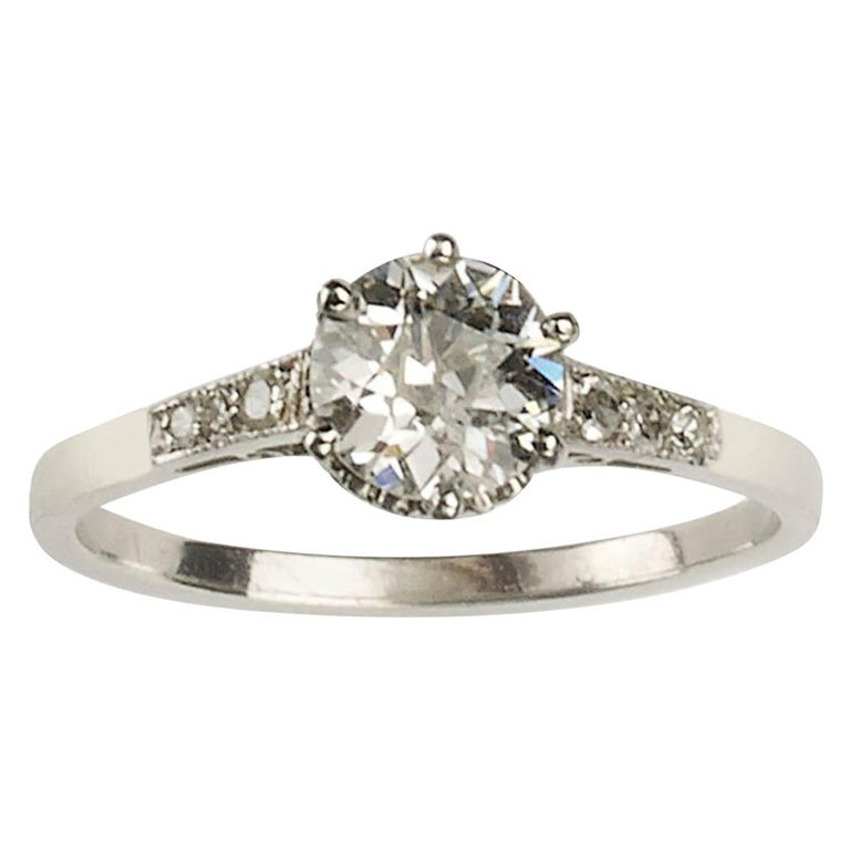 Art Deco Single Stone Diamond and Platinum Ring, 0.84 Carat, circa 1930 ...