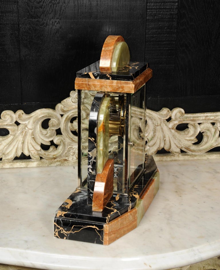 Art Deco Skyscraper Four Glass Crystal French Clock For Sale at 1stDibs