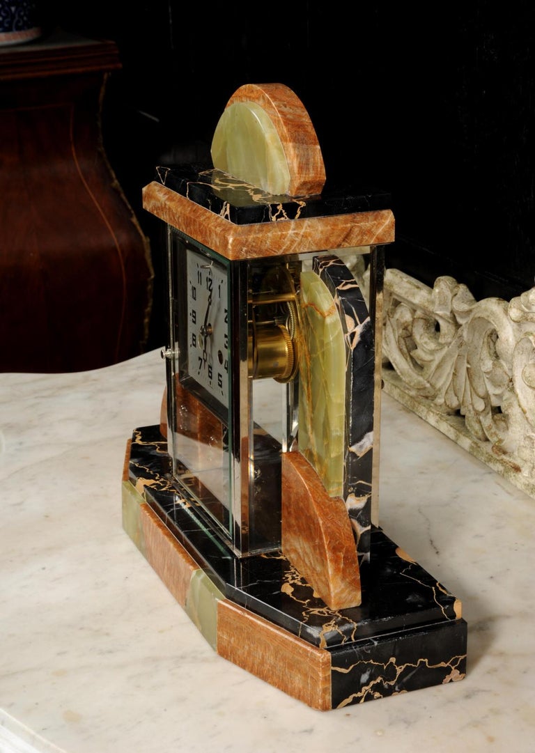 Art Deco Skyscraper Four Glass Crystal French Clock at 1stDibs