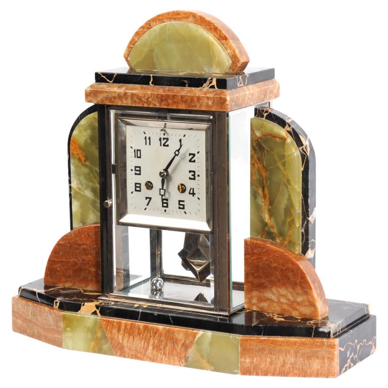Art Deco Skyscraper Four Glass Crystal French Clock at 1stDibs