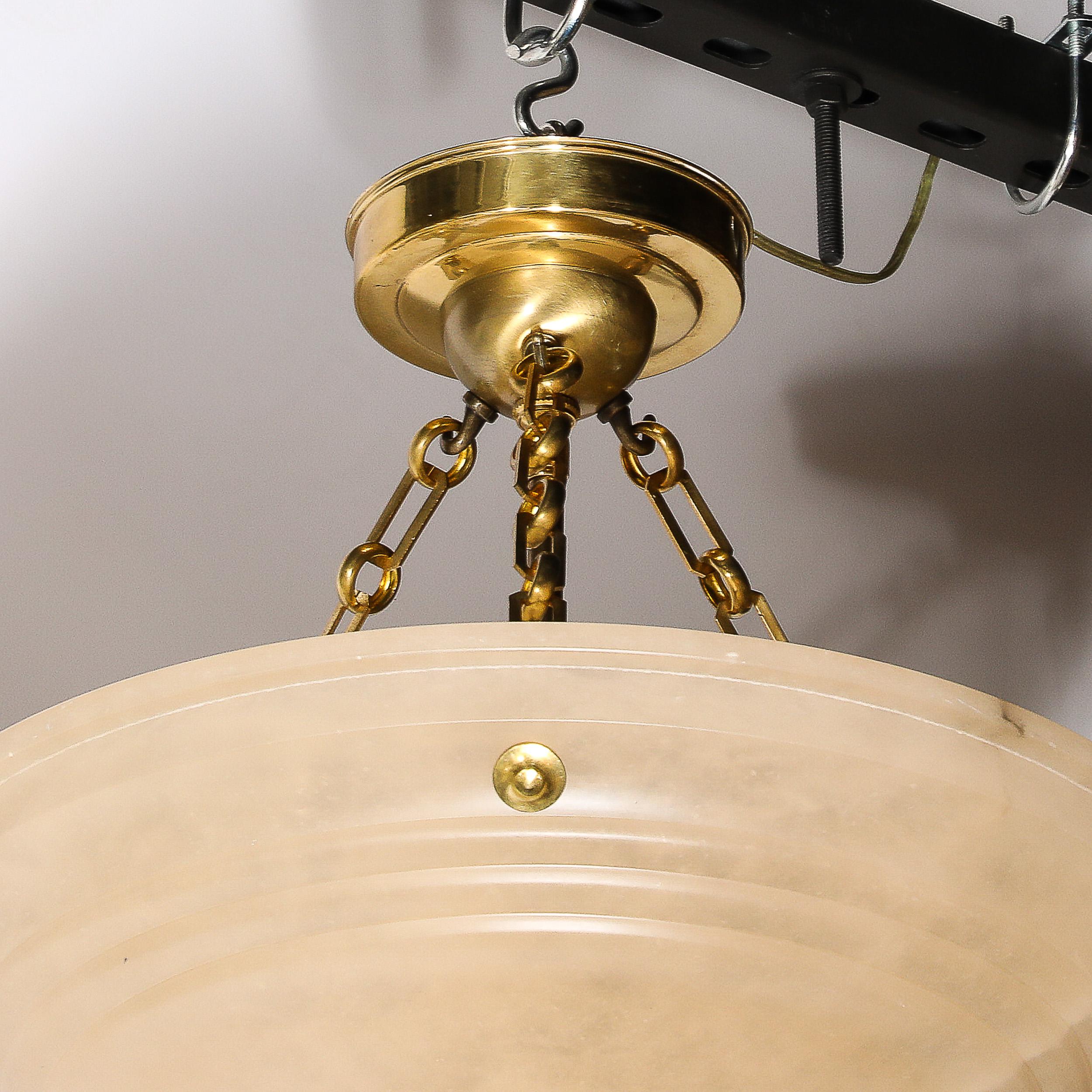Art Deco Skyscraper Style Alabaster Pendant Chandelier with Brass ...