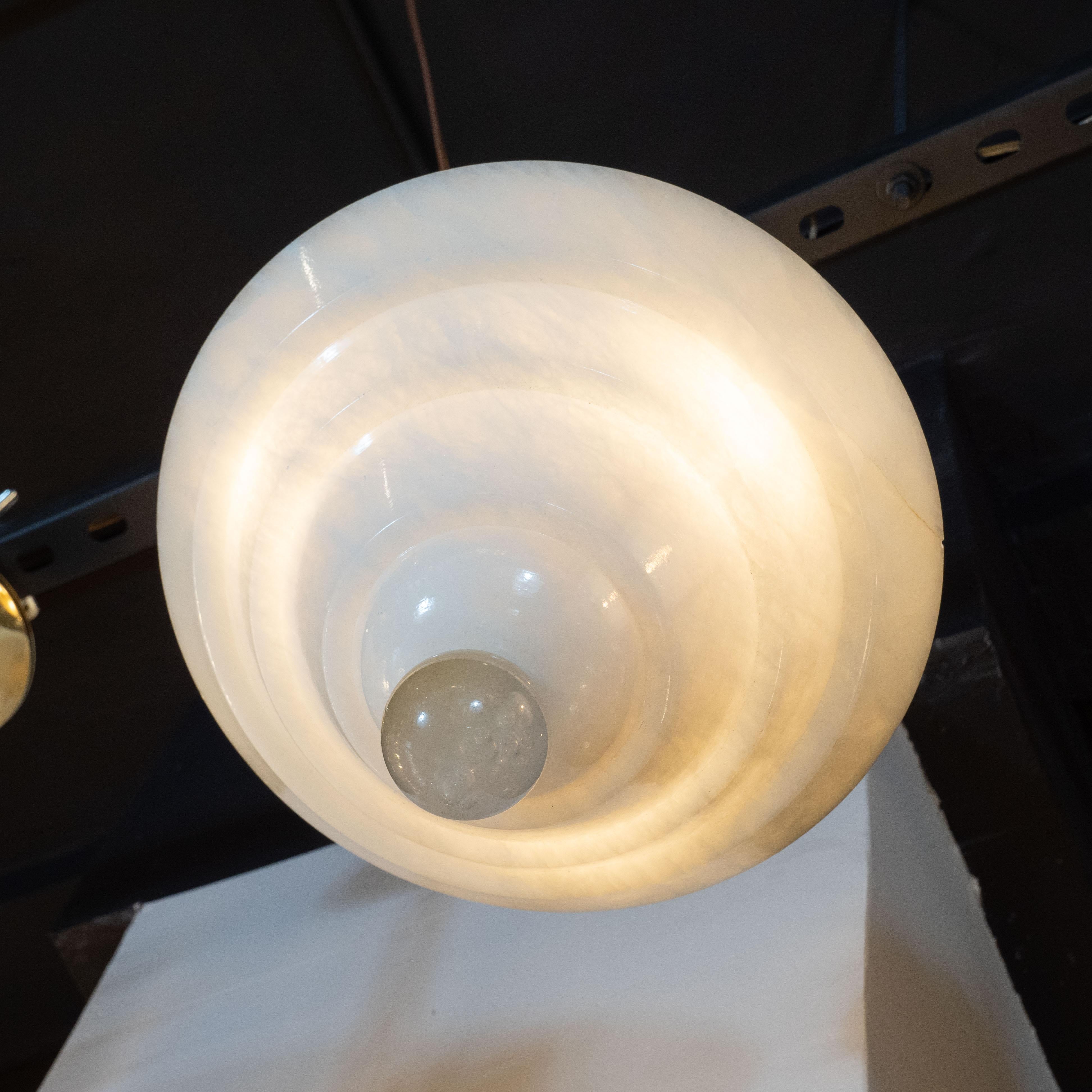 Art Deco Skyscraper Style Brass and Alabaster Pendant at 1stDibs