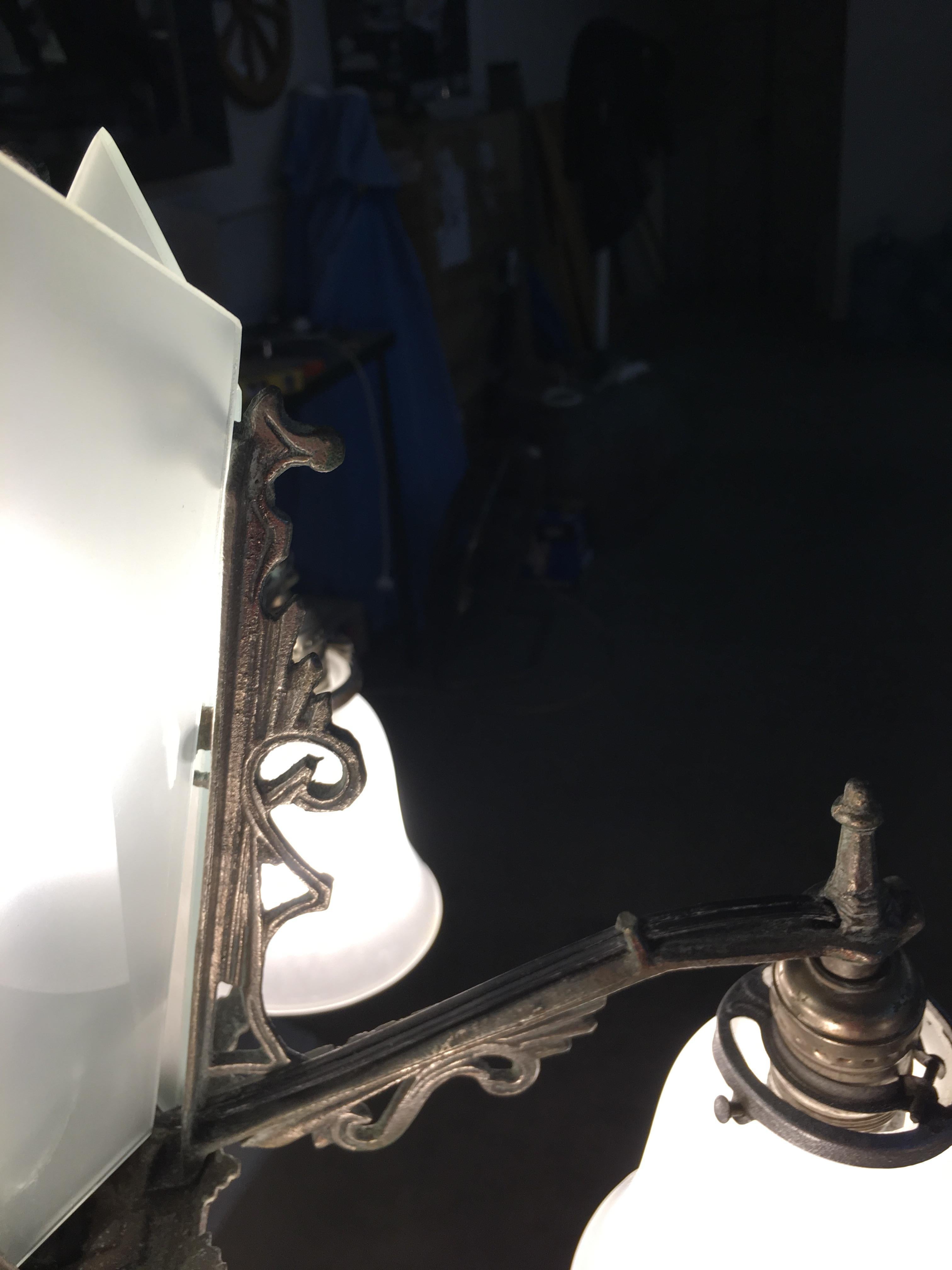 Art Deco Slat Glass Hanging Light Chandelier with Geometric Details For ...