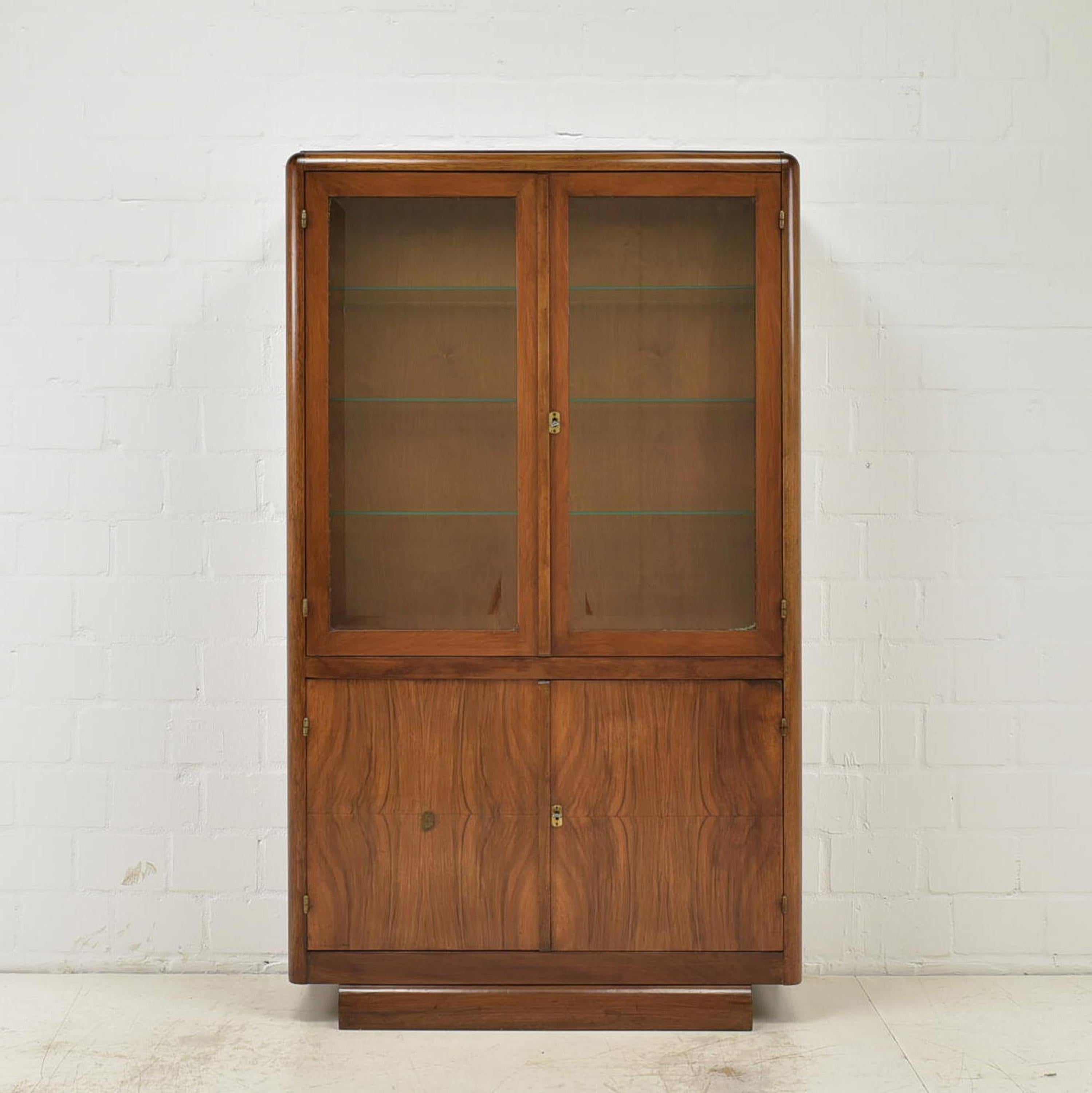 Art Deco Small Display Cabinet / Display Cabinet in Walnut, 1935 For ...