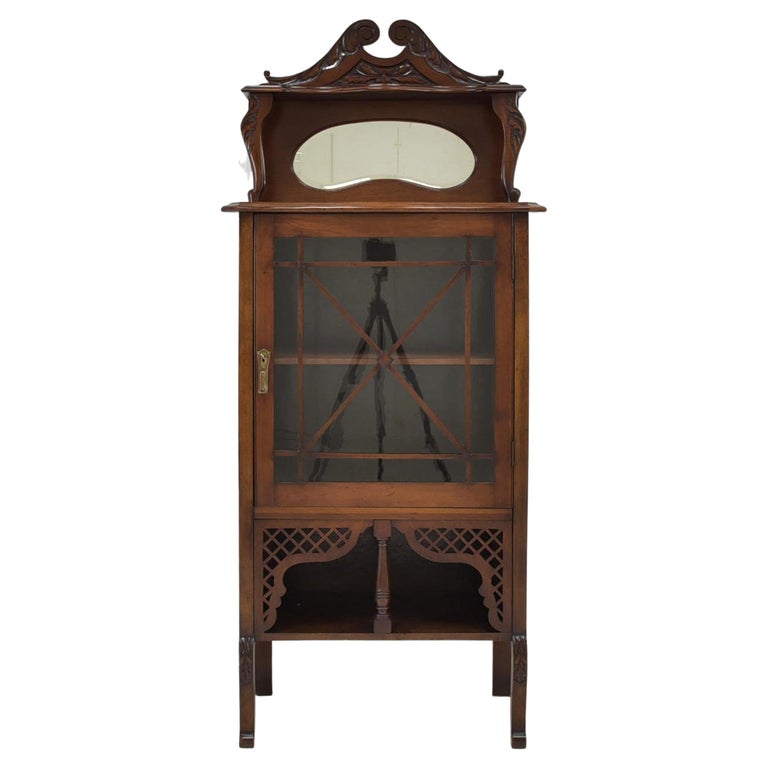 Art Deco Small Showcase in Walnut Narrow, 1930 For Sale at 1stDibs