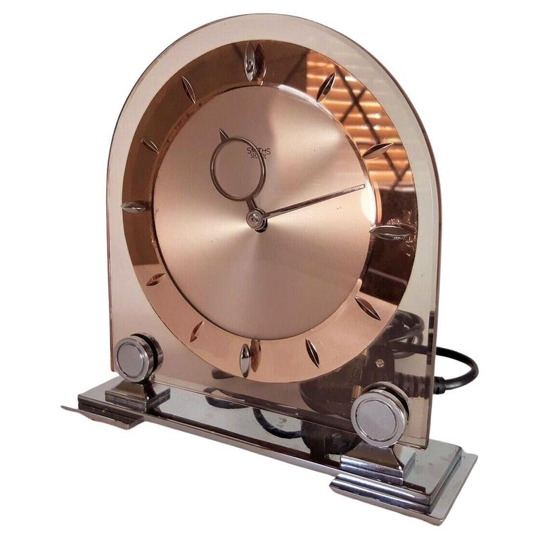 Art Deco Smiths Sectric Rose Glass Mirror Electric Mantle Clock ...
