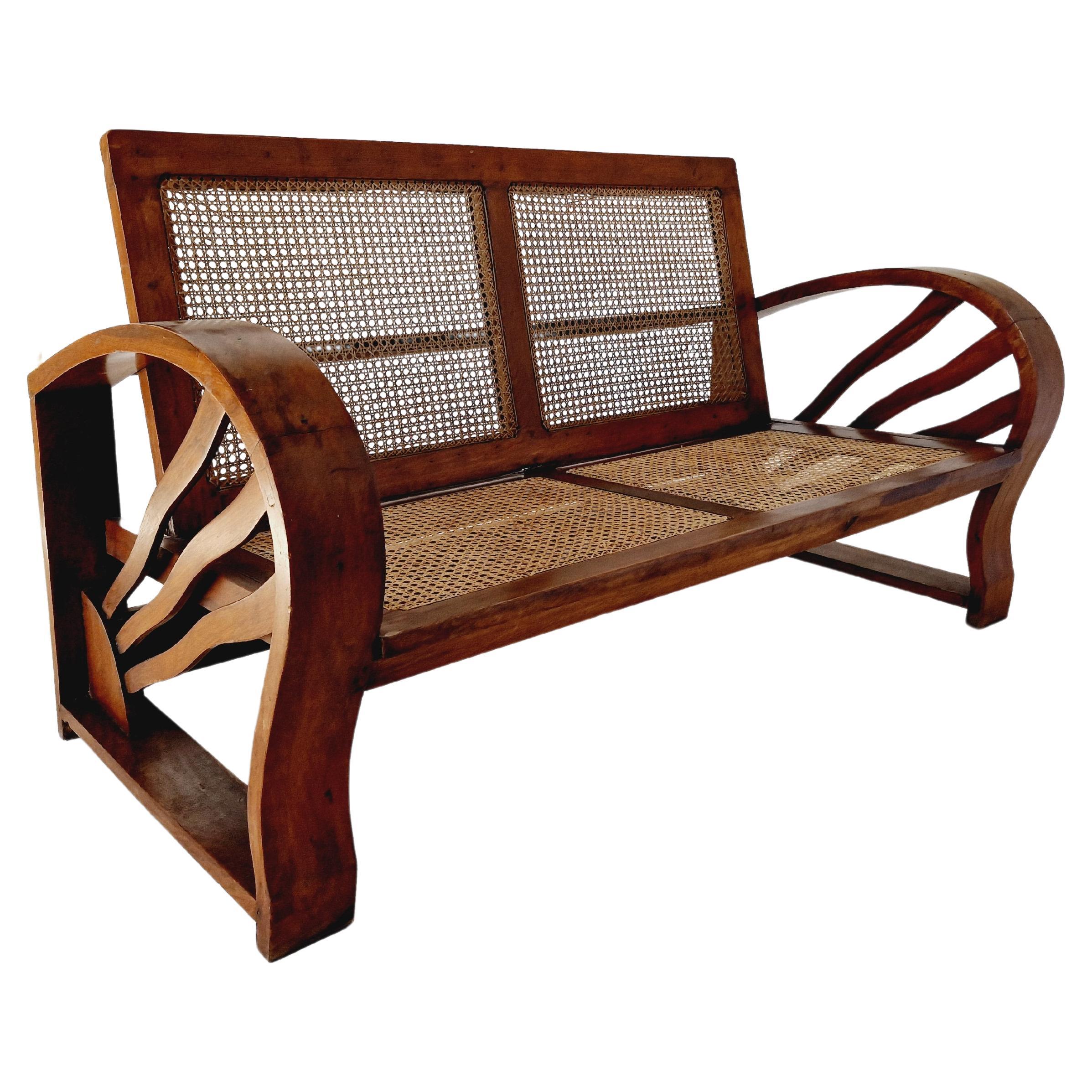 Vintage Colonial Wood Sofa