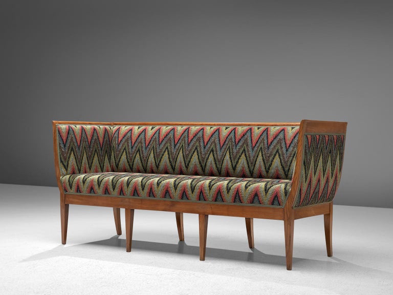 Art Deco Sofa Reupholstered in Multicolored Woven Fabric For Sale at ...
