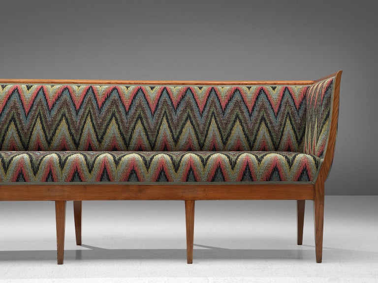 Art Deco Sofa Reupholstered in Multicolored Woven Fabric For Sale at ...