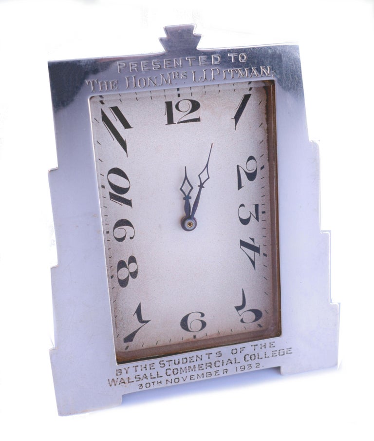Art Deco Solid Silver Cased Easel Desk Clock, England, c1932 For Sale ...