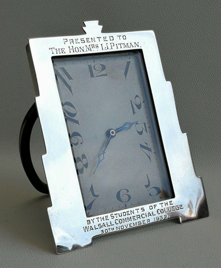 Art Deco Solid Silver Cased Easel Desk Clock, England, c1932 For Sale ...