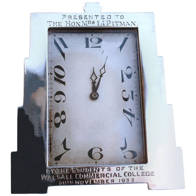 Art Deco Solid Silver Cased Easel Desk Clock, England, c1932 For Sale ...