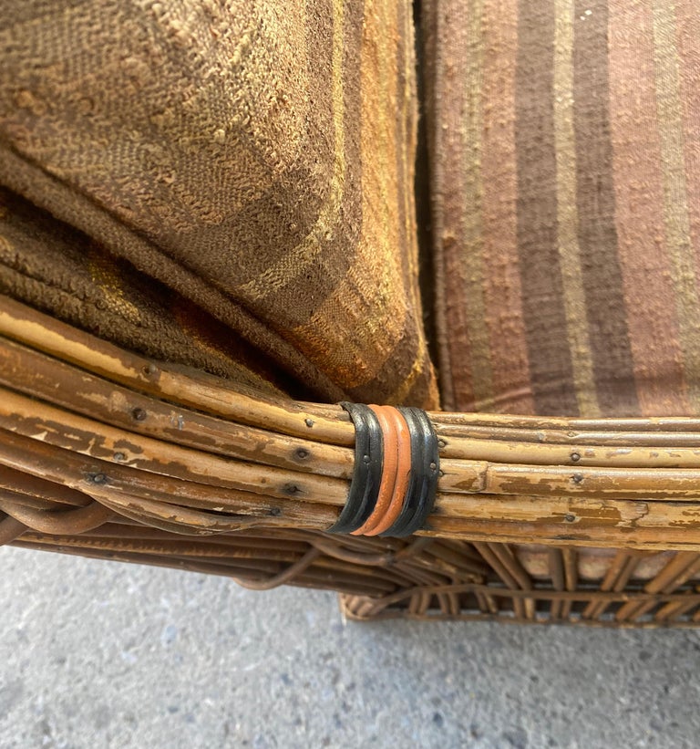 Art Deco Split Reed / Stick Wicker 4 Piece Seating, and Table, Unusual ...