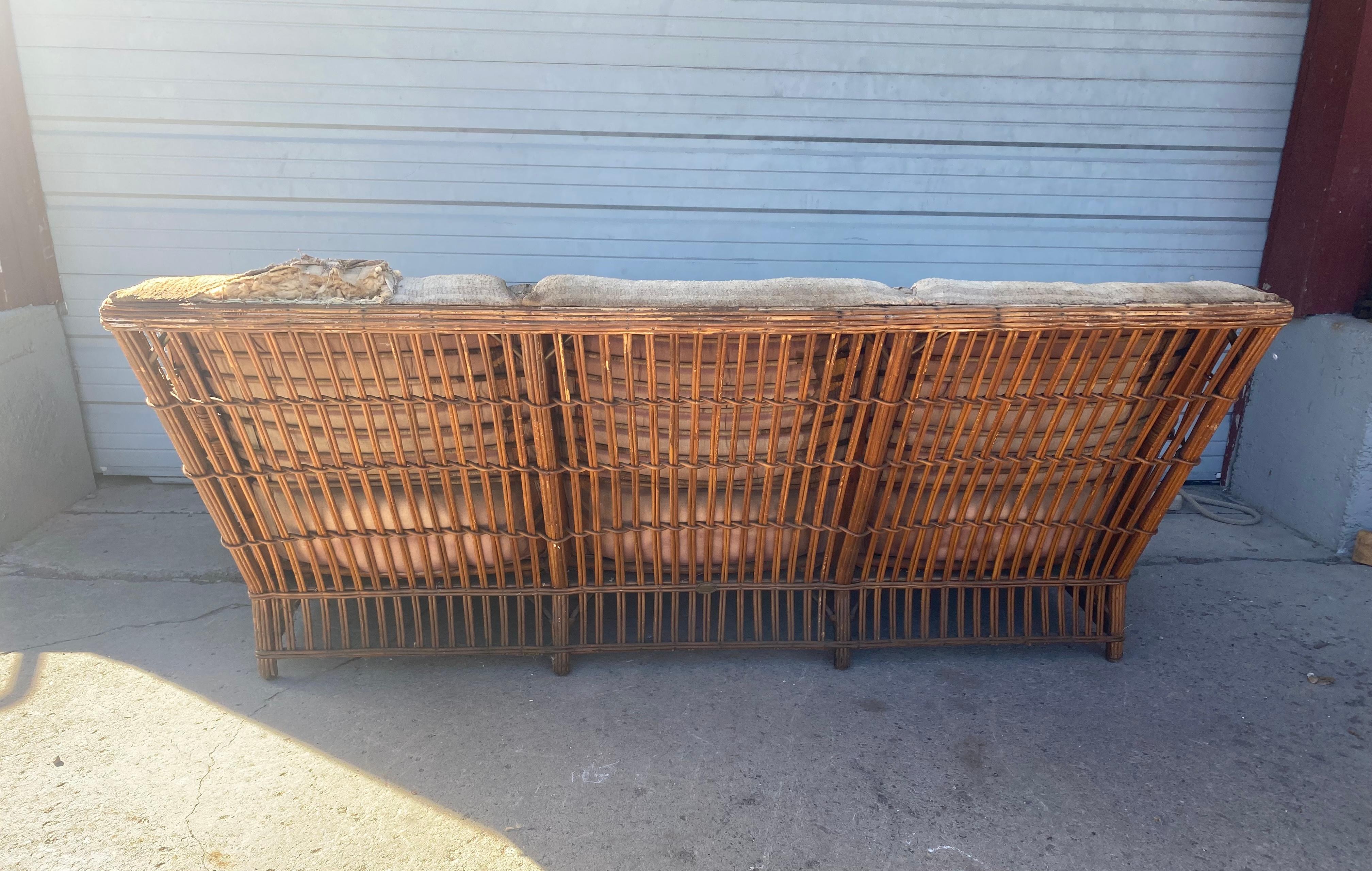 Art Deco Split Reed / Stick Wicker 4 Piece Seating, and Table, Unusual ...