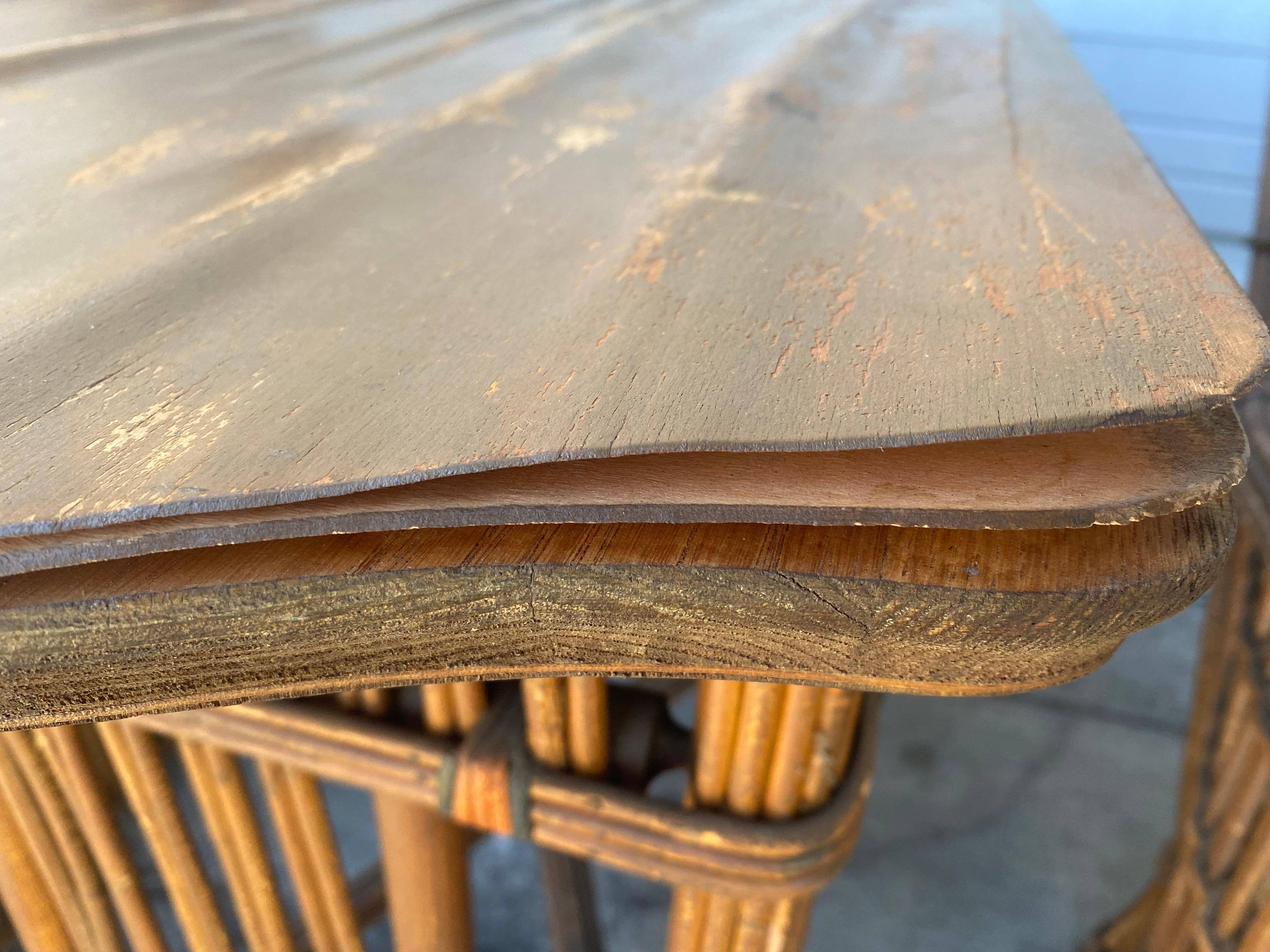 Art Deco Split Reed / Stick Wicker 4 Piece Seating, and Table, Unusual ...