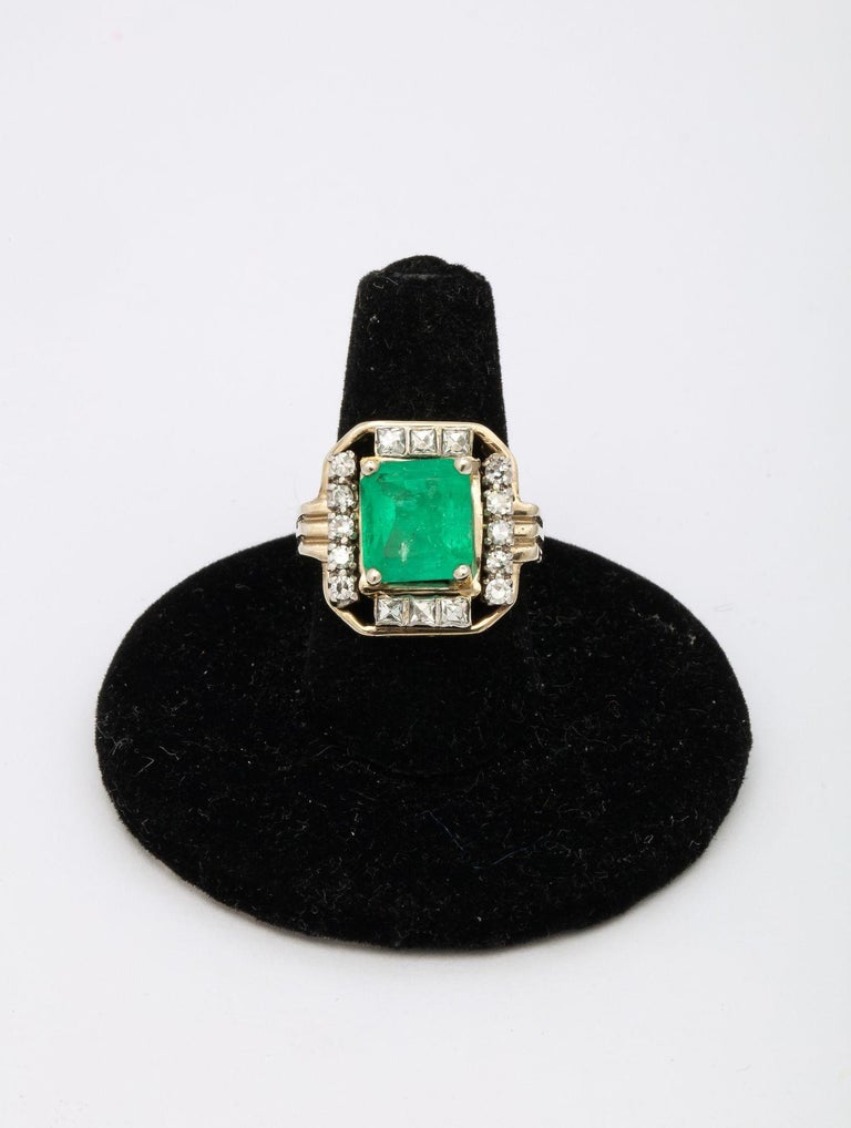 Art Deco Square Cut Emerald Ring For Sale at 1stDibs