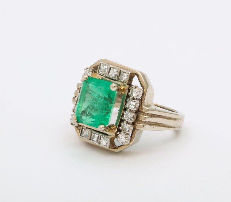 Art Deco Square Cut Emerald Ring For Sale at 1stDibs