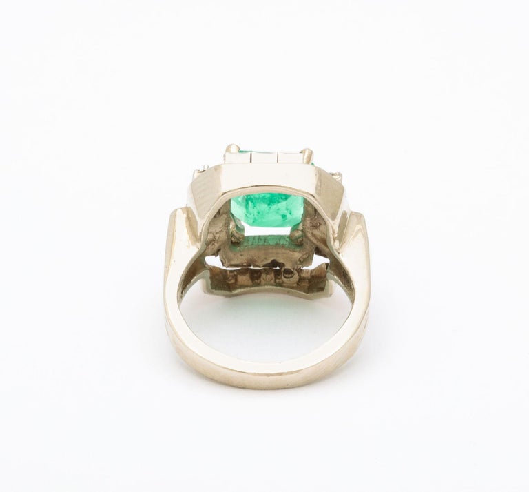Art Deco Square Cut Emerald Ring For Sale at 1stDibs