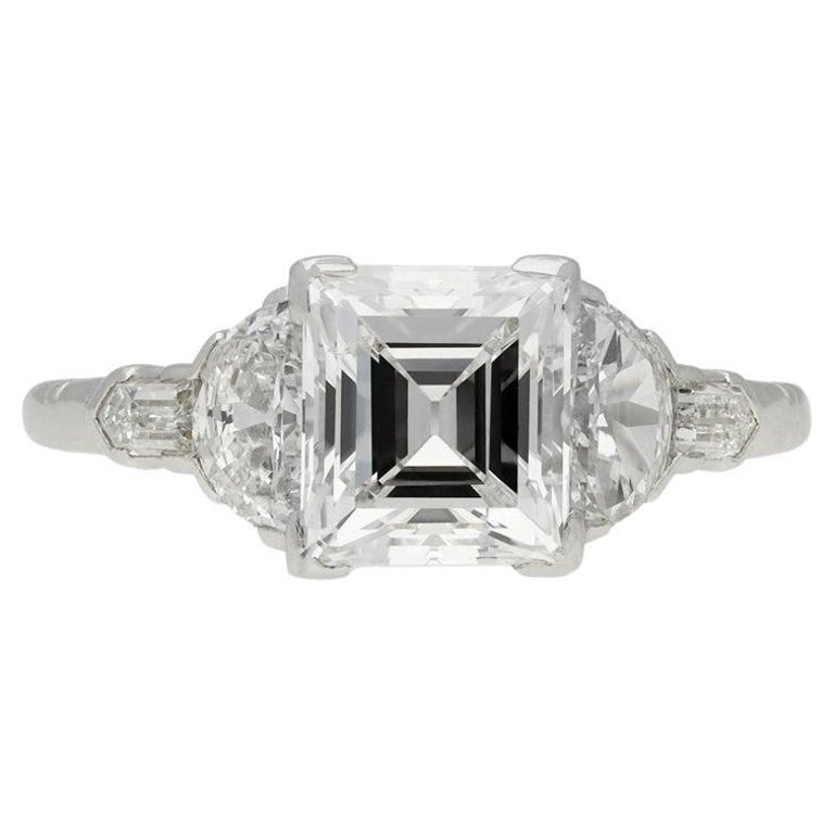 Art Deco Square Step Cut Diamond Flanked Solitaire Ring, circa 1930 at ...