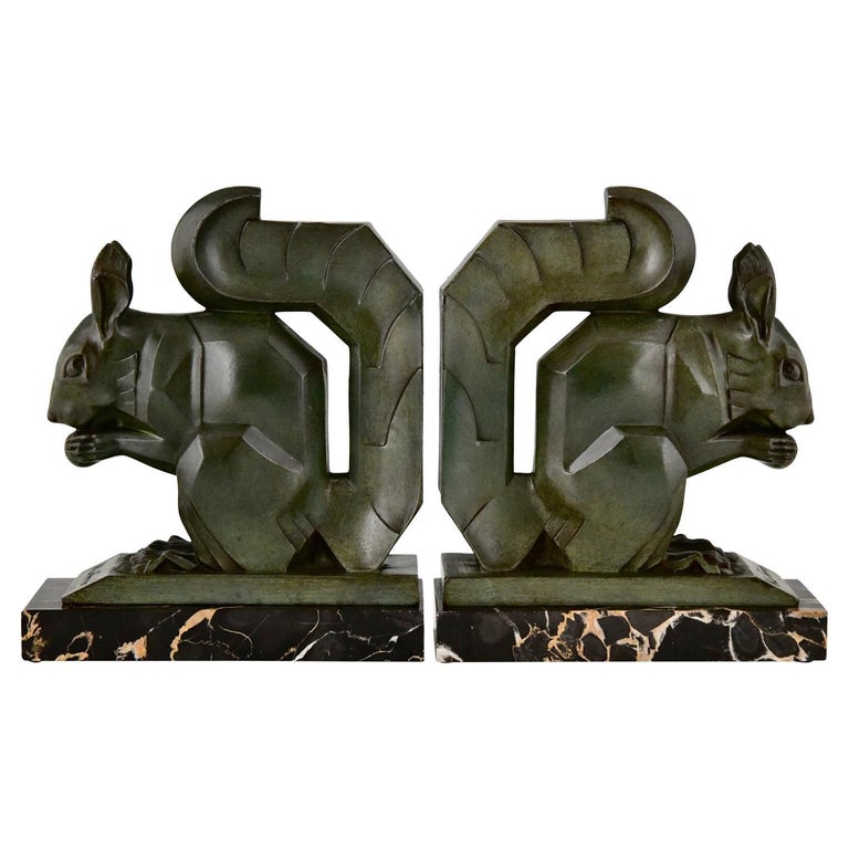 Art Deco Squirrel Bookends by Max Le Verrier Big Size, France 1930 ...