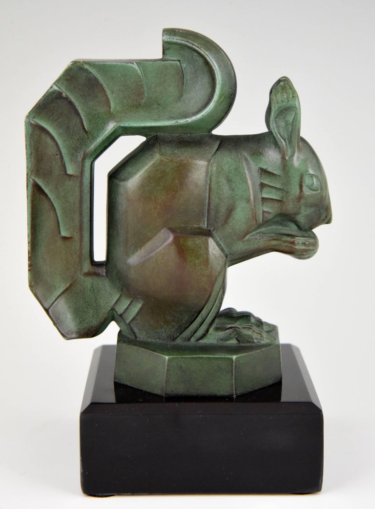 Art Deco Squirrel Bookends Max Le Verrier on Marble Base, France, 1930 ...