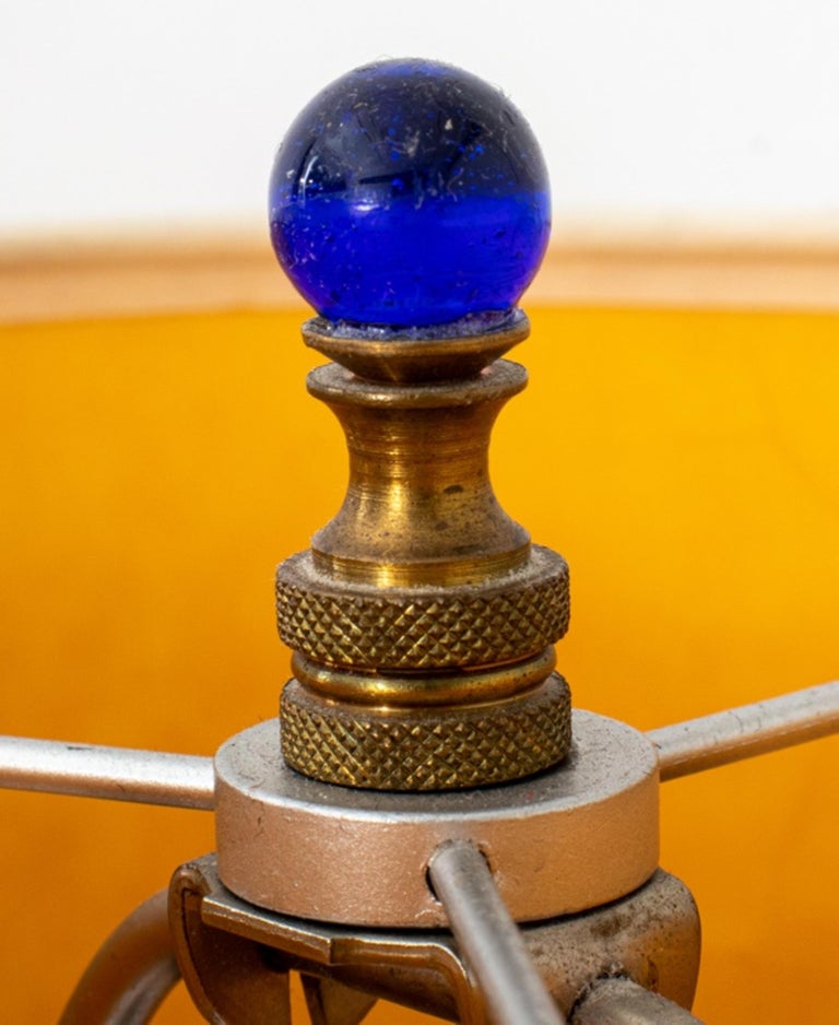 Art Deco Stacked Blue Glass Disc Table Lamps, Pr For Sale at 1stDibs