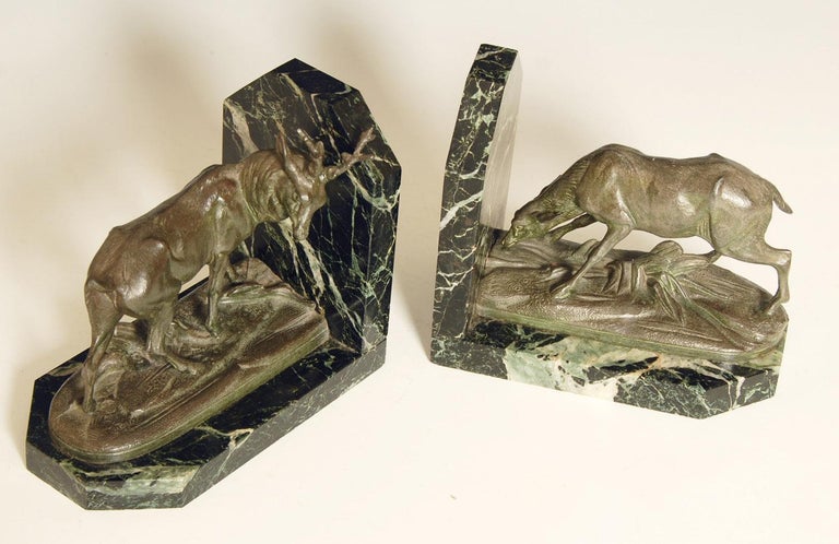 Art Deco Stag and Doe Bookends For Sale at 1stDibs