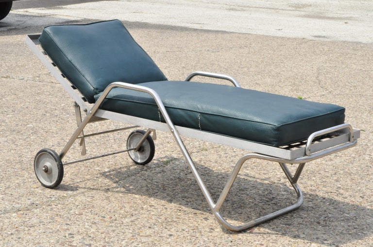 Art Deco Stainless Steel Tubular Adjustable Chaise Lounge Chair after ...