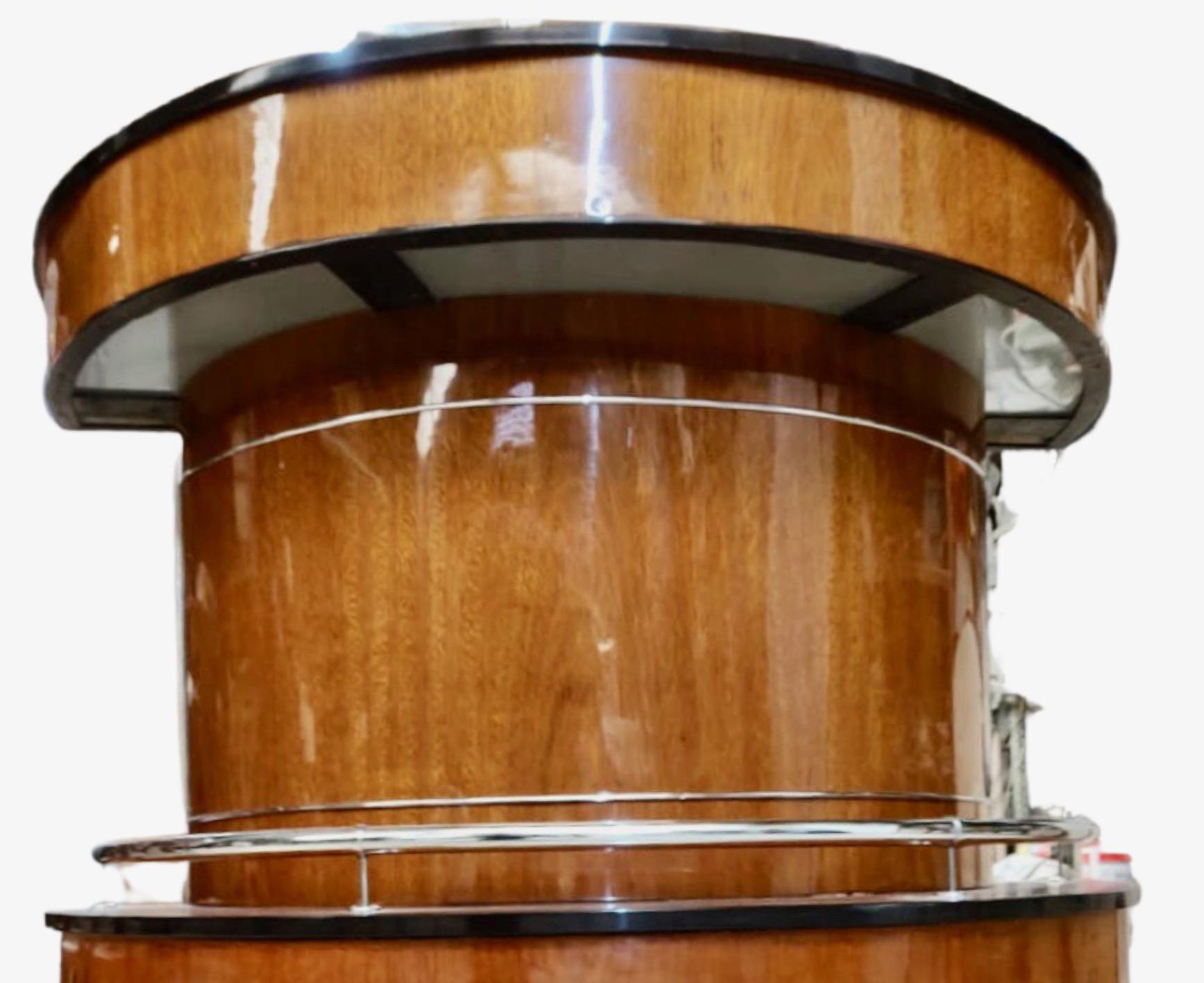 Art Deco Stand Behind Bar with Chrome Footrail and Lights at 1stDibs