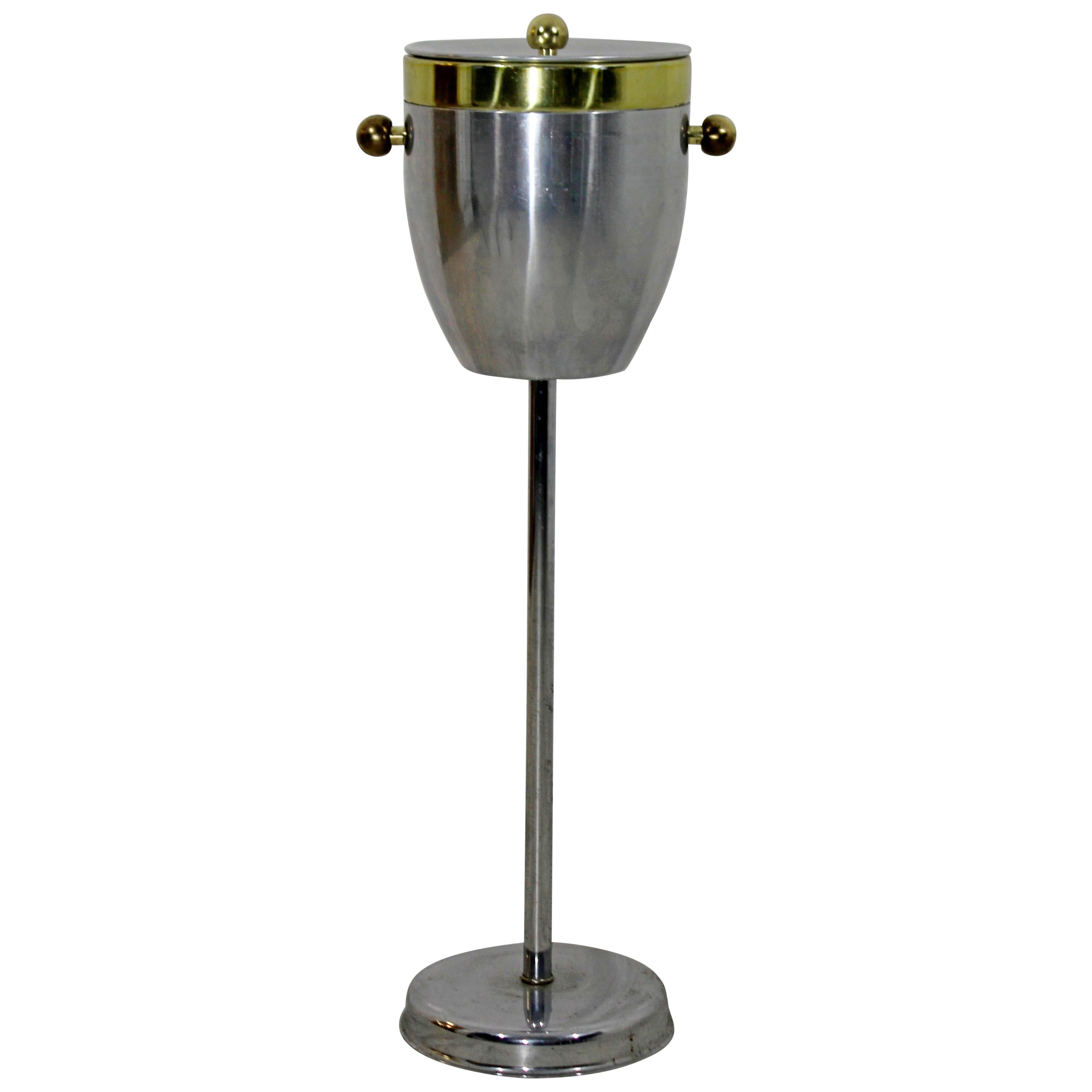 Art Deco Standing Champagne Ice Cooler Aluminium and Brass For Sale at ...