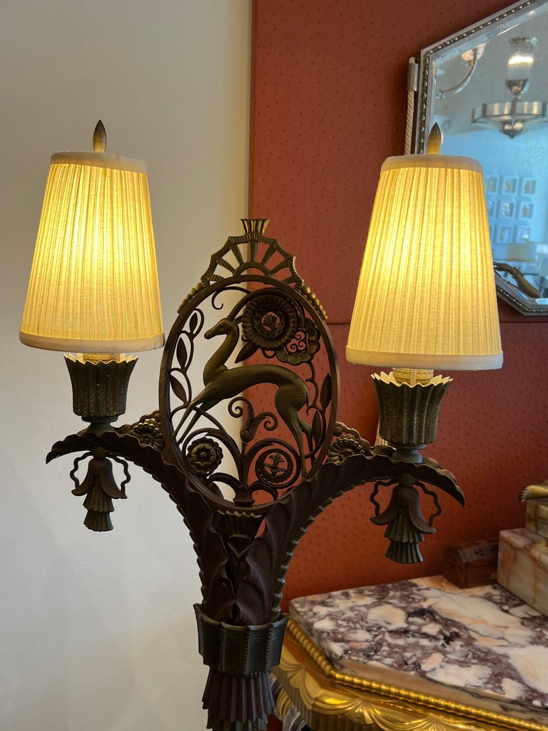 Art Deco Standing Lamp in the Style of Edgar Brandt For Sale at 1stDibs