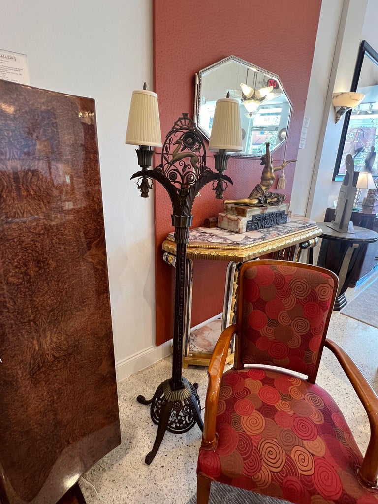 Art Deco Standing Lamp in the Style of Edgar Brandt For Sale at 1stDibs