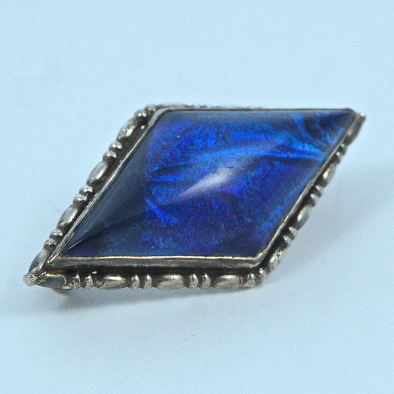 Art Deco Sterling Silver and Blue Butterfly Wing Brooch by Thomas Mott ...