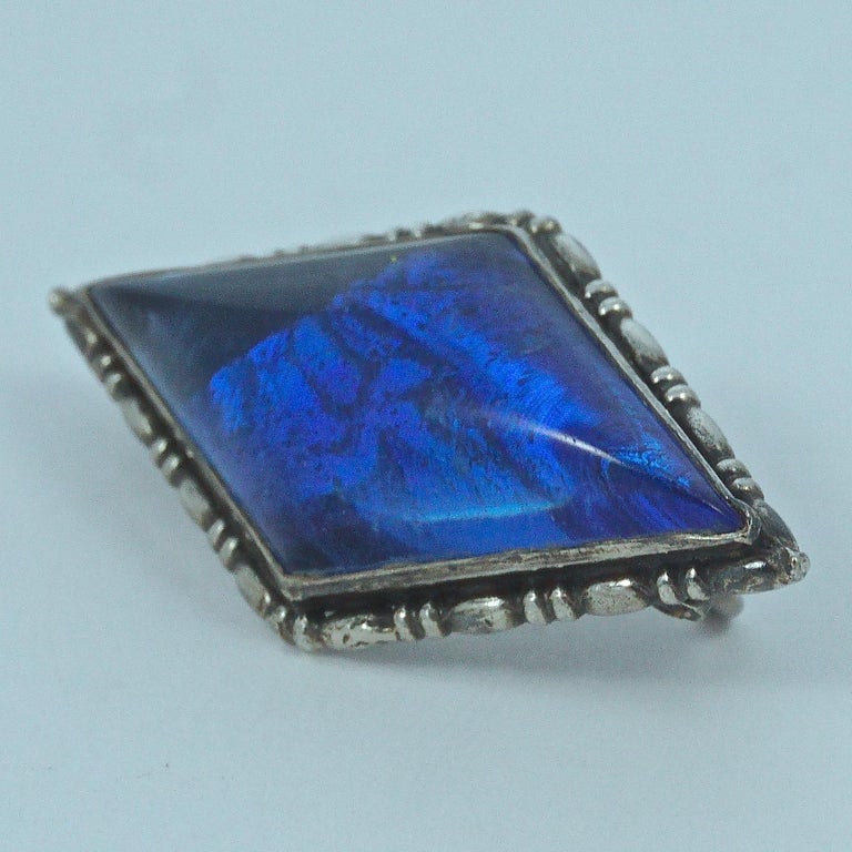 Art Deco Sterling Silver and Blue Butterfly Wing Brooch by Thomas Mott ...