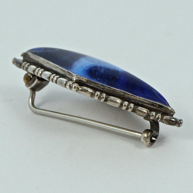 Art Deco Sterling Silver and Blue Butterfly Wing Brooch by Thomas Mott ...