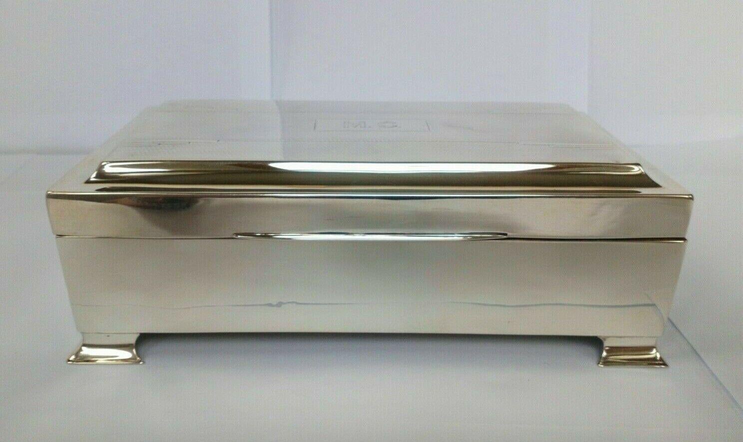 Art Deco Sterling Silver Cigarette Box by Joseph Gloster Ltd, 1935 For ...