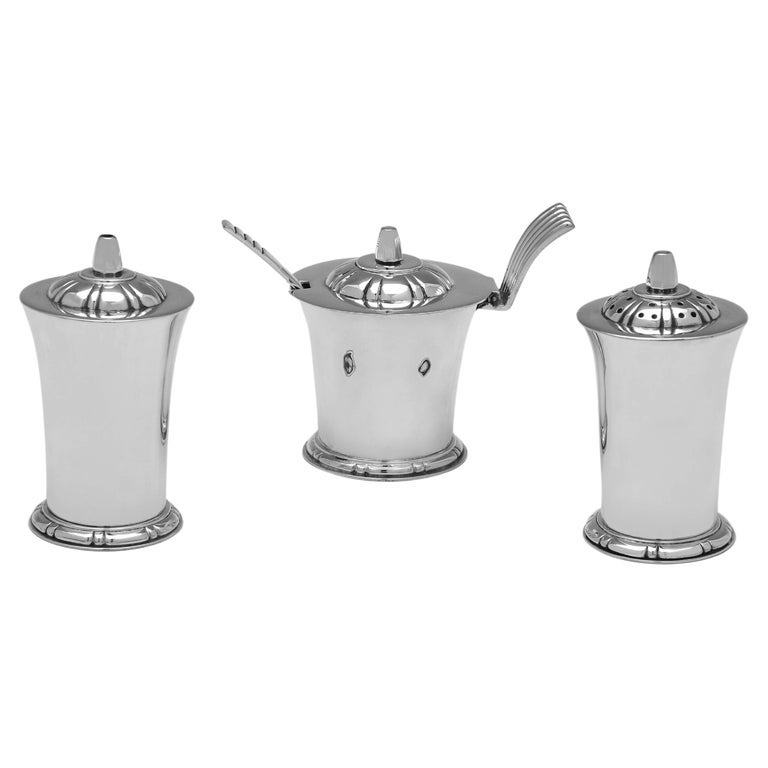 Art Deco Sterling Silver Condiment Set - R. E. Stone - 1937 For Sale at ...