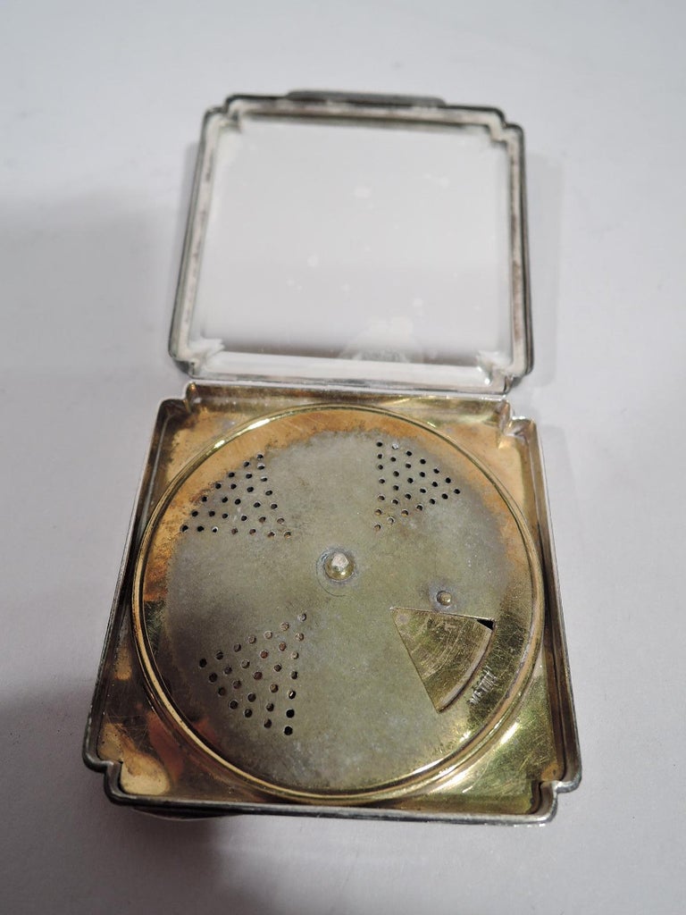 Art Deco Sterling Silver and Enamel Compact with Wiggly, Wiry Terrier ...