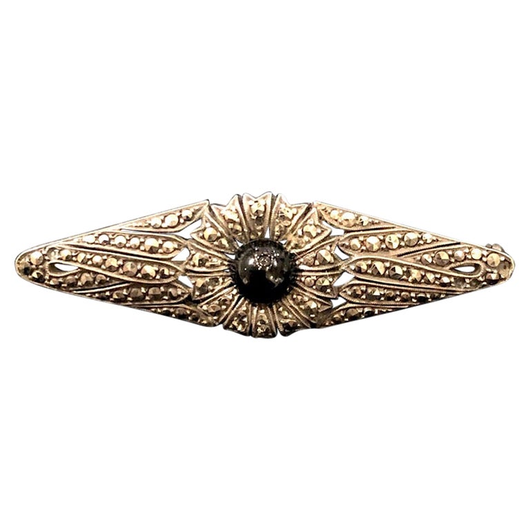 Art Deco Sterling Silver Flower Pin For Sale at 1stDibs